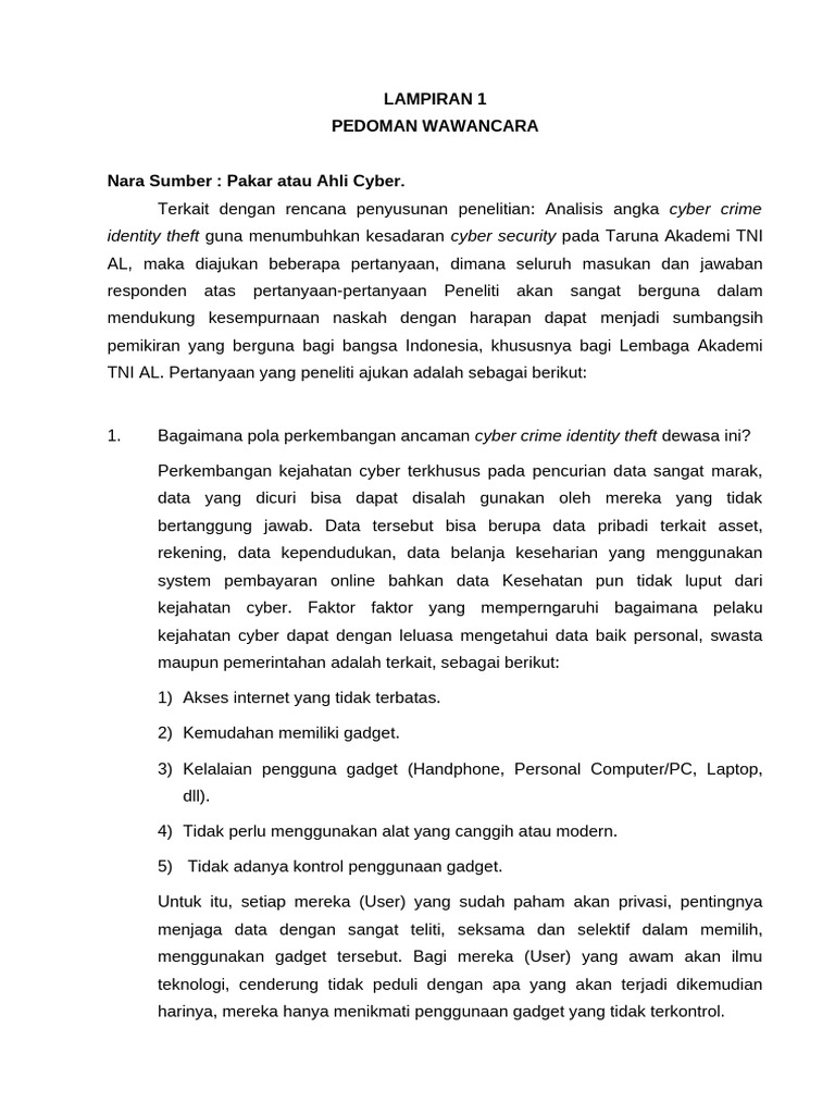 Daftar Pertanyaan Haswin | PDF