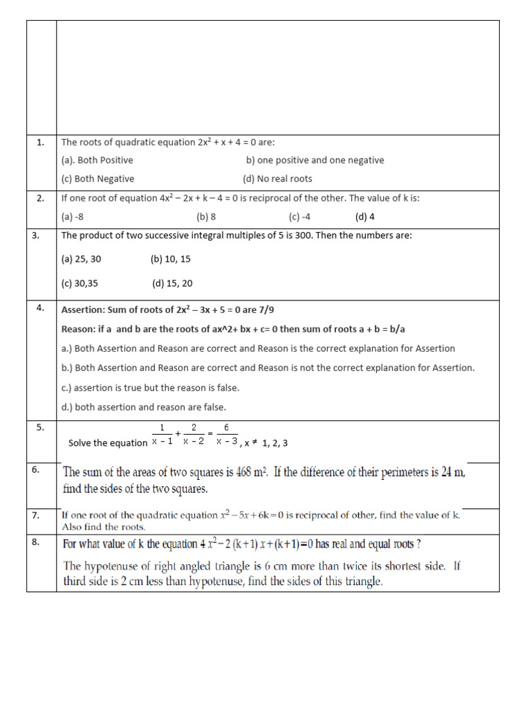 10 Math Rev WS-4 Q Ch-4 (2022-23) | PDF
