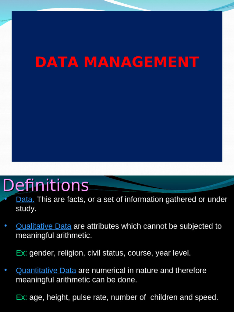 Data Management | PDF | Level Of Measurement | Sampling (Statistics)