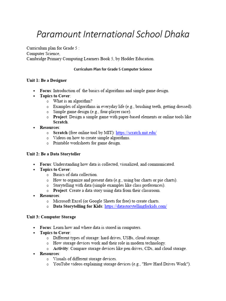 Grade-5 Computing Curriculumn Plan | PDF