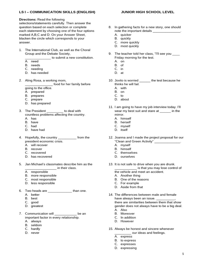 LS1 Communication SkillsEng | PDF