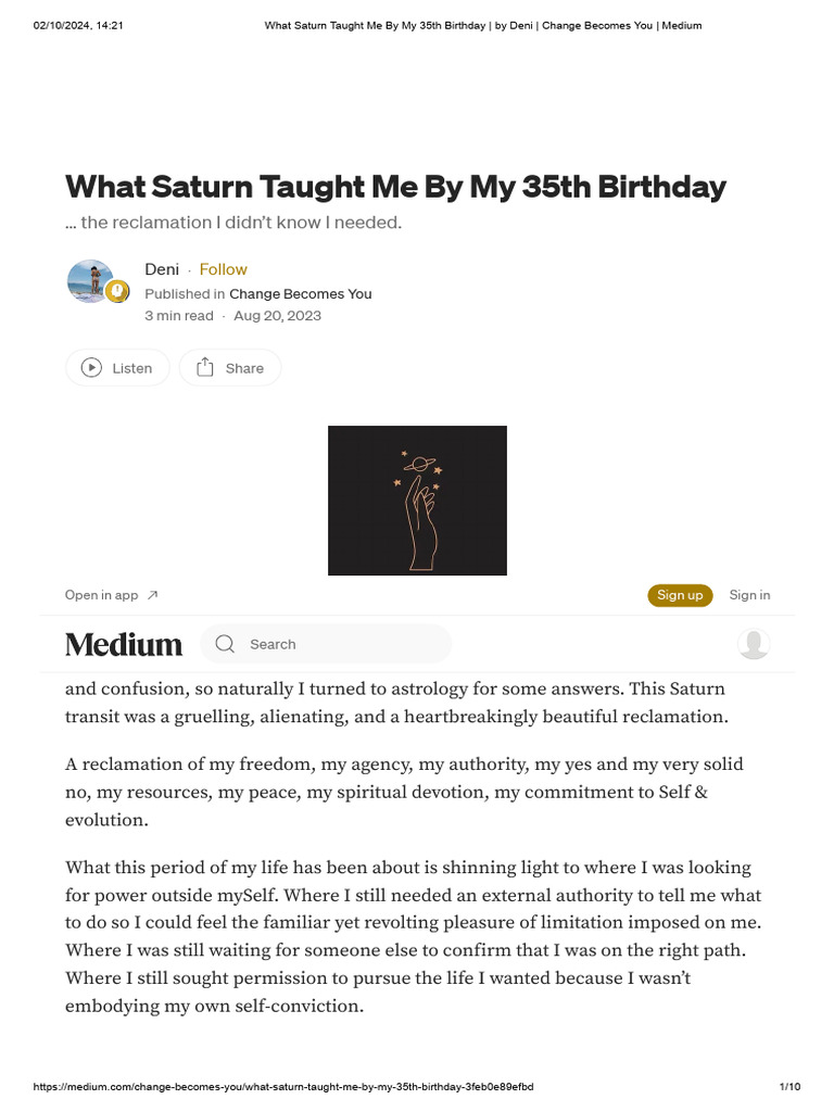 What Saturn Taught Me by My 35th Birthday - by Deni - Change Becomes ...