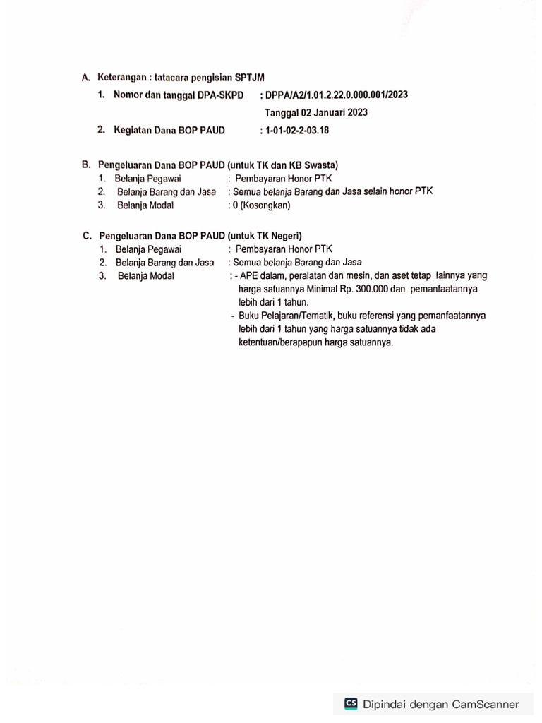 Tata Cara Pengisisan SPTJM (1) | PDF