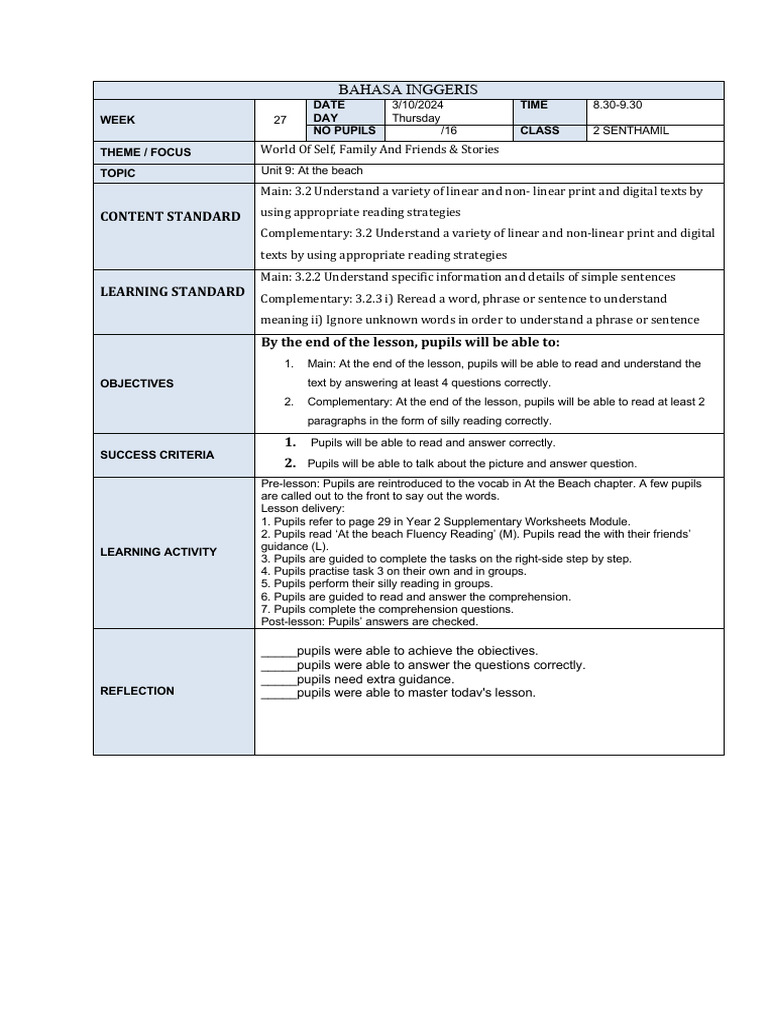 Content Standard: Bahasa Inggeris | PDF