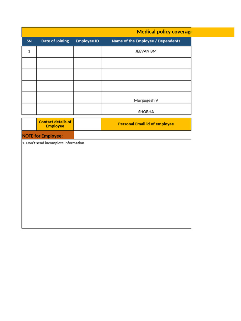 Medical Coverage Form | PDF