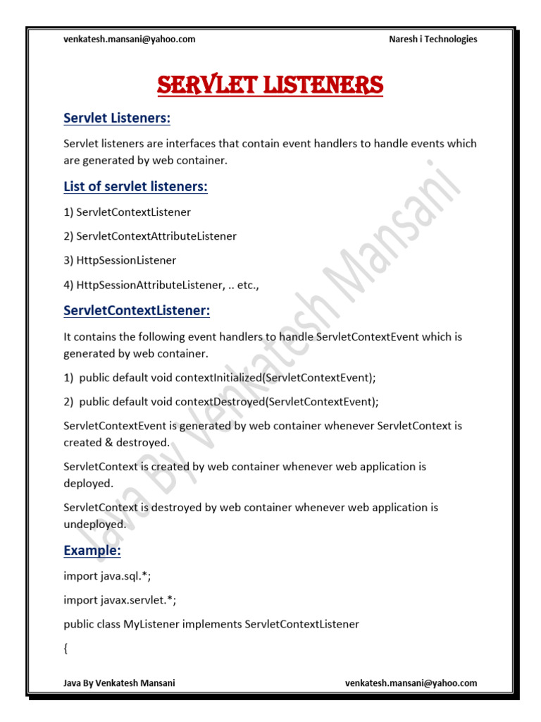 Servlet Listeners | PDF