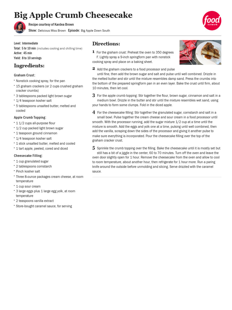 Big Apple Crumb Cheesecake Kardea Brown | PDF