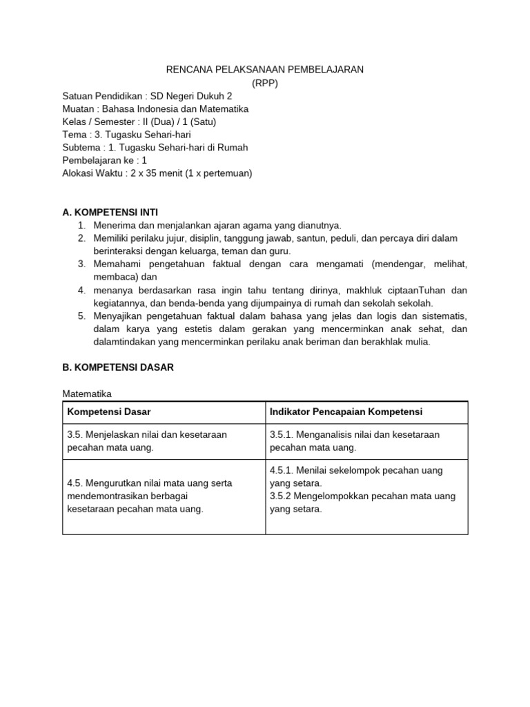 RPP Merdeka Mengajar Kelas 2 | PDF