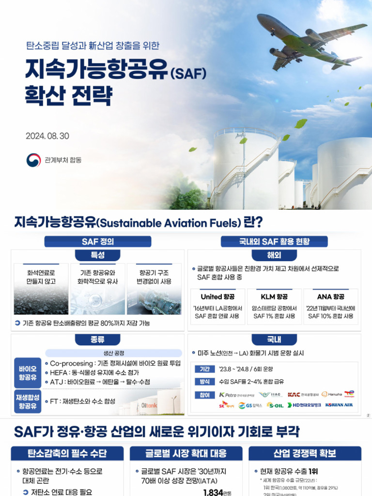(별첨) 지속가능항공유 (SAF) 확산 전략 | PDF