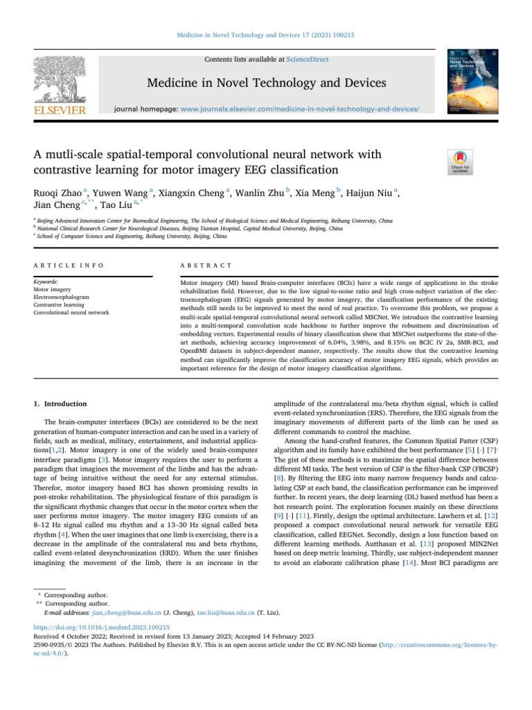 A Mutli-Scale Spatial-Temporal Convolutional Neural Network With Contrastive Learning For Motor ...