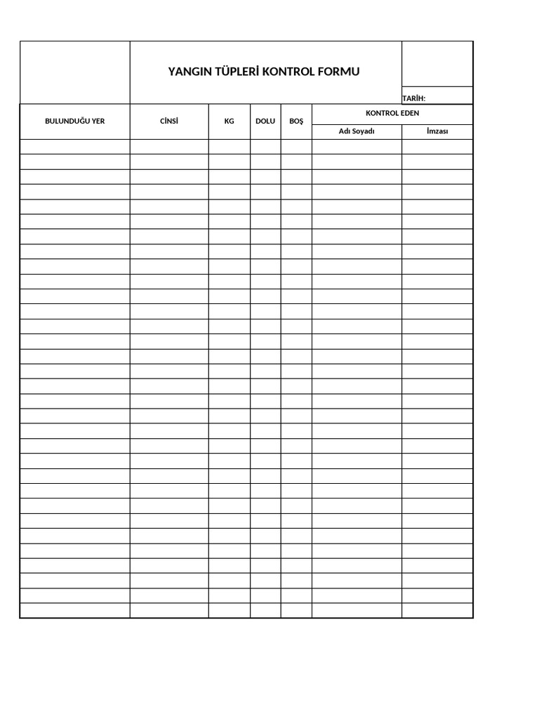 Yangin Tupu Kontrol Formu Kopya | PDF