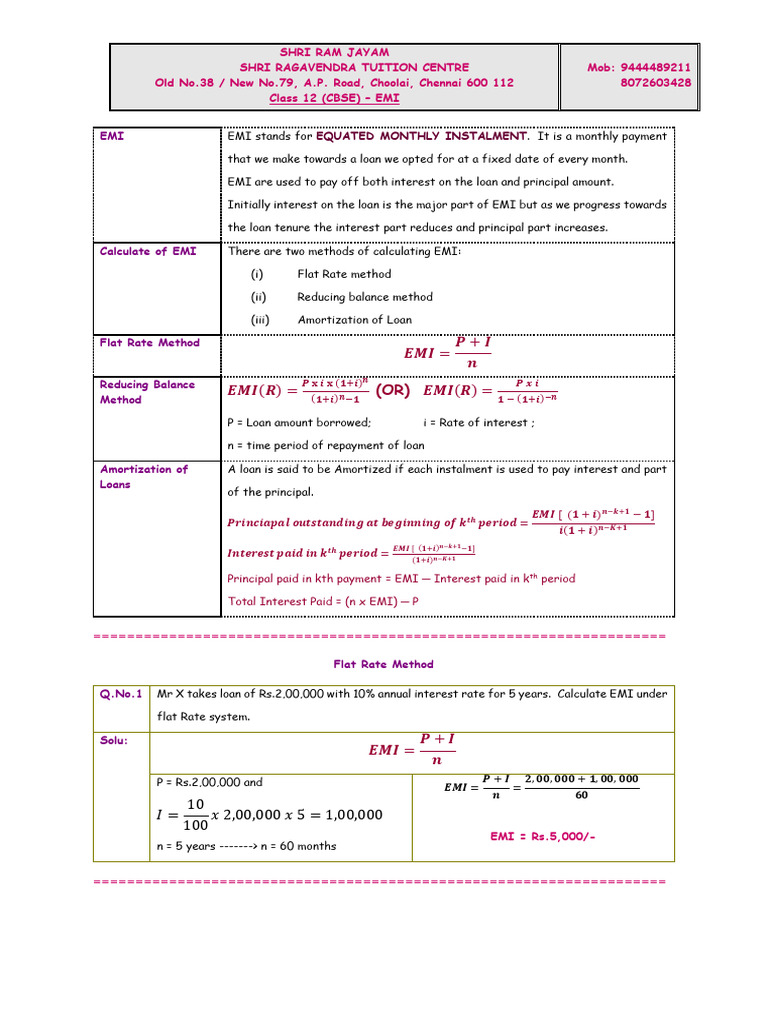 Session 04 EMI Flat Rate Method | PDF
