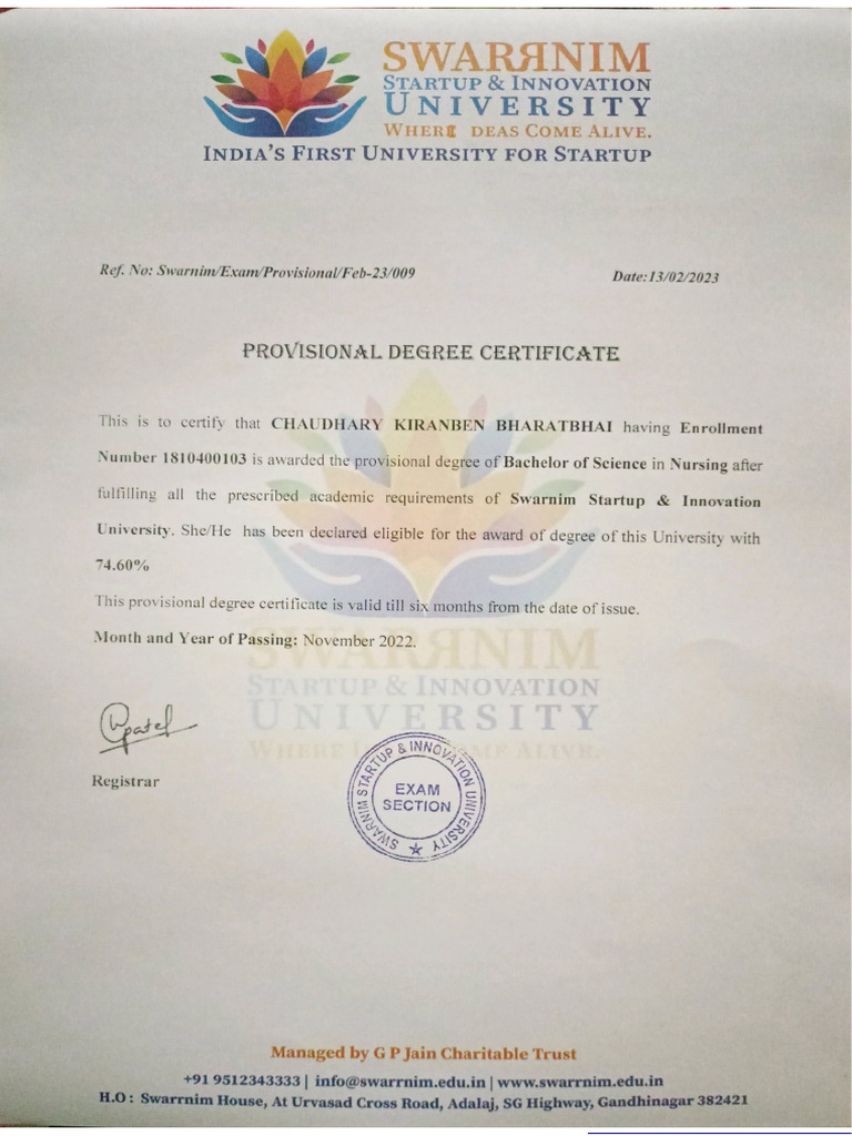 kiran-provisional degree certificate | PDF