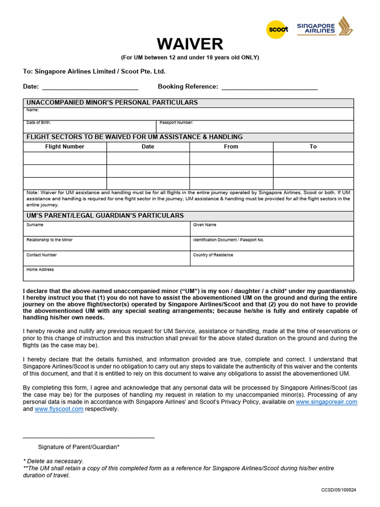 UM Service Waiver Form 2024 | PDF
