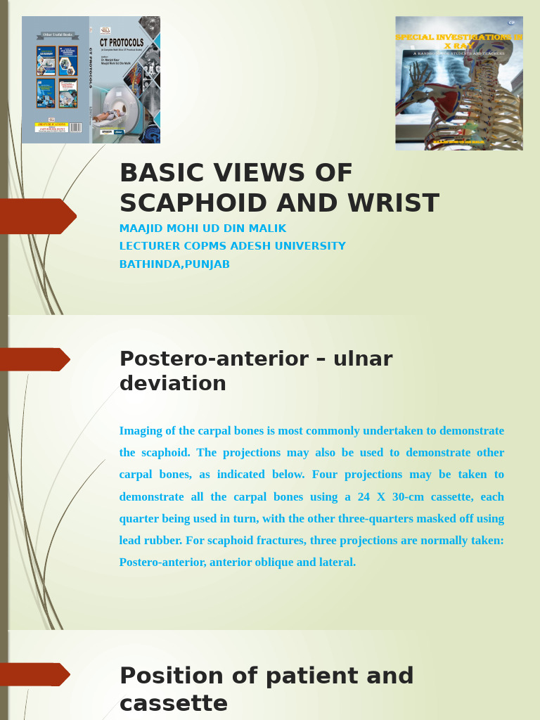 Basic Views of Scaphoid and Wrist | PDF