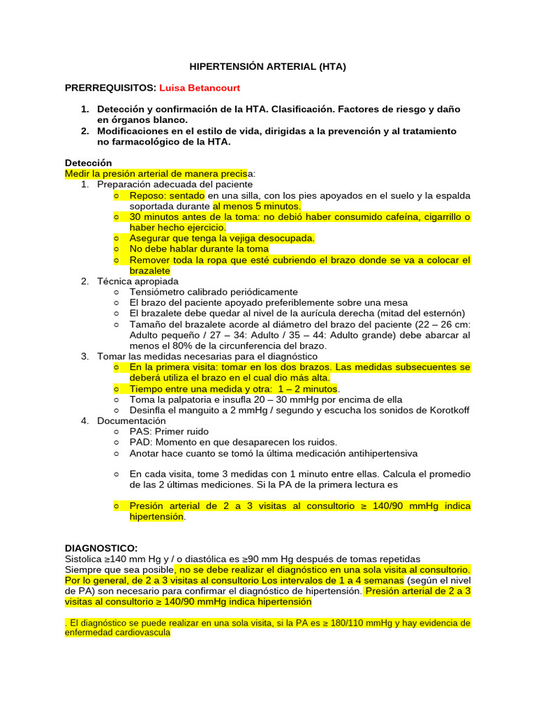 Seminario Hipertensión Arterial (Hta) | PDF