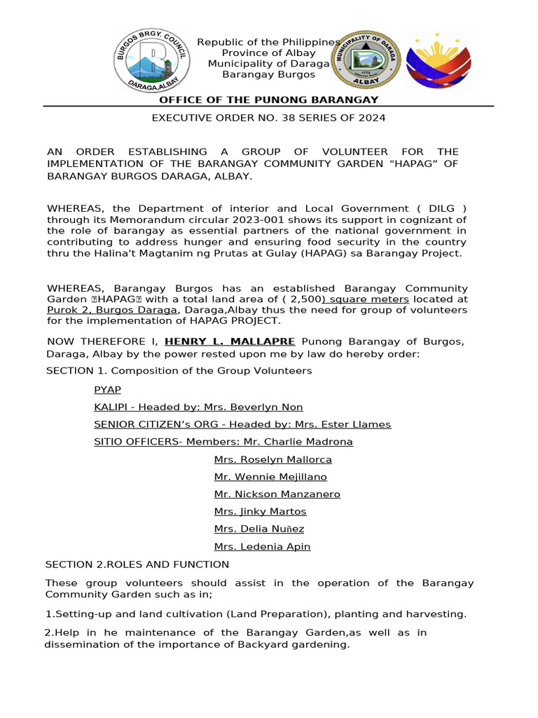 EO - HAPAG Group of Volunteers | PDF