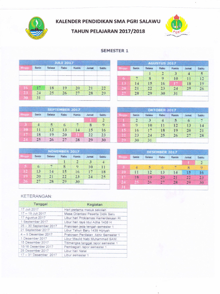 Kalender Pendidikan 2017-2018 | PDF