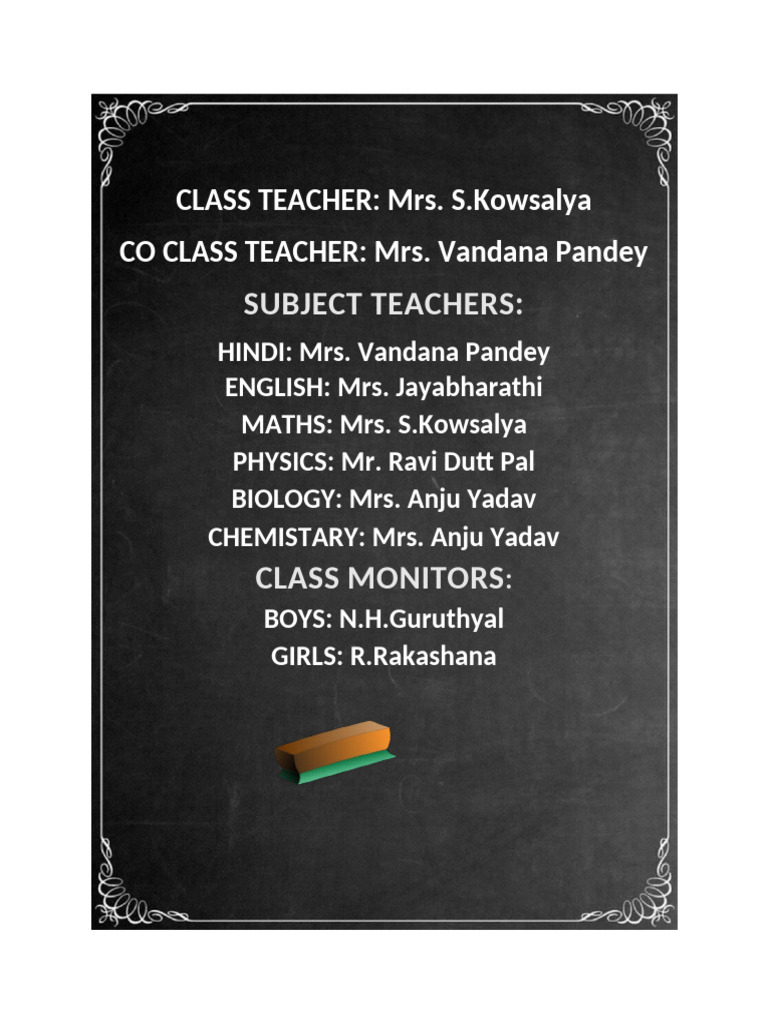 CLASS TEACHER | PDF