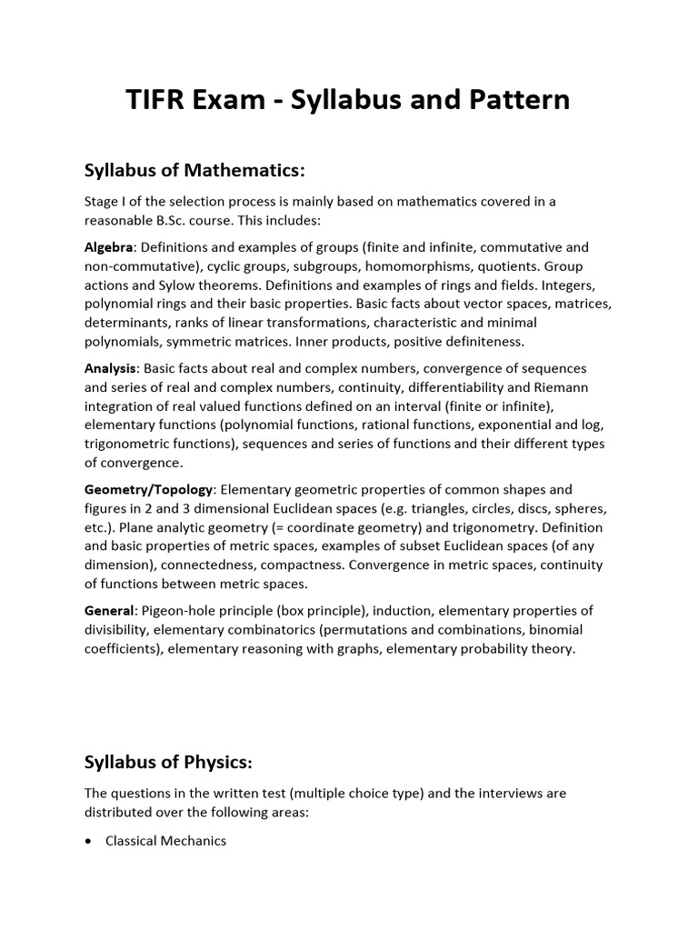 TIFR Syllabus | PDF
