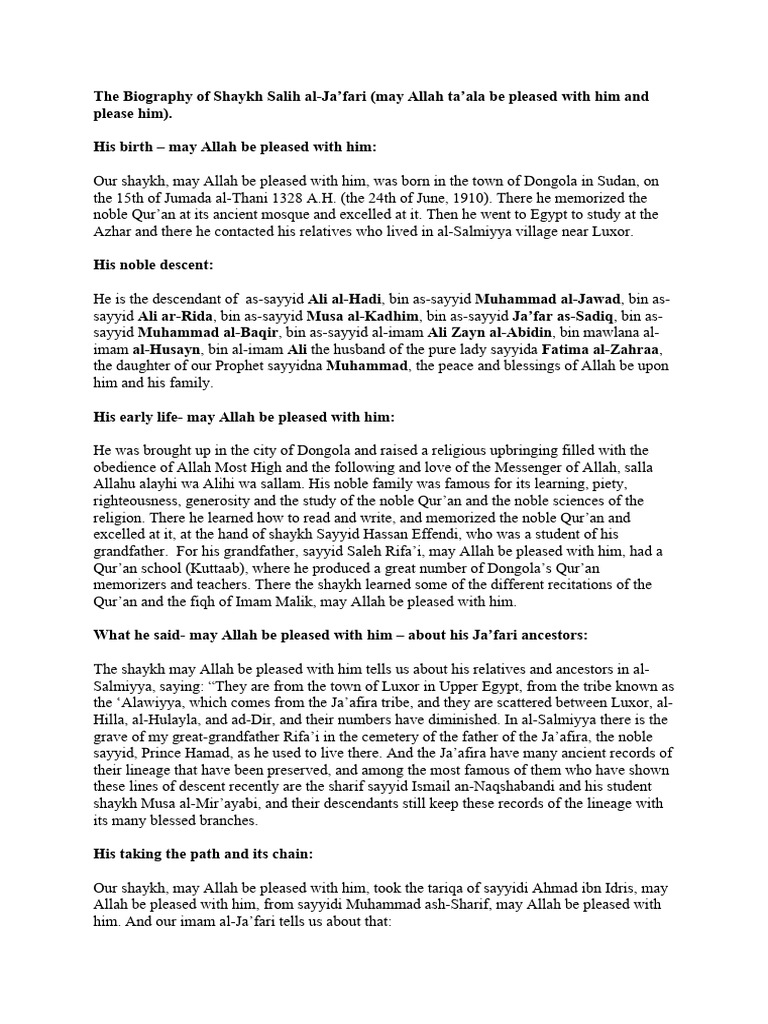 Sayyidina Salih Al Jafari | PDF