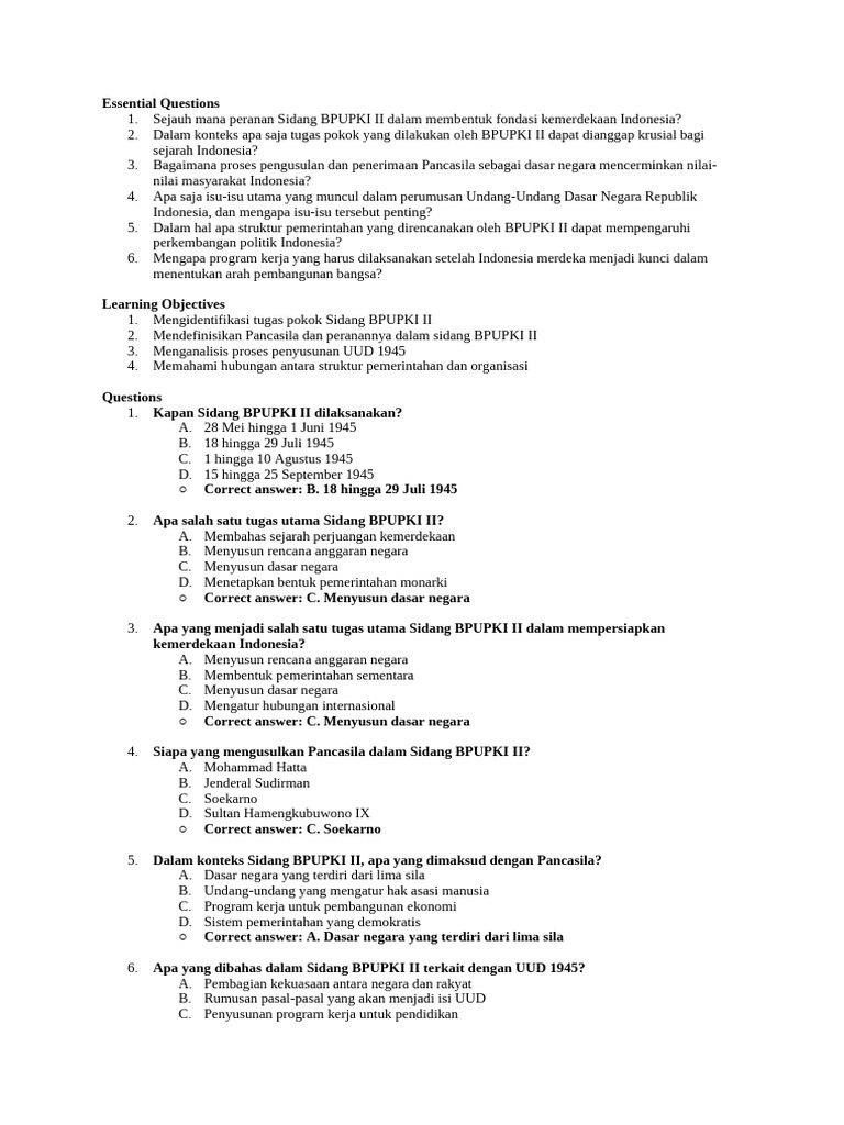 Tugas Pokok Sidang BPUPKI 2 | PDF