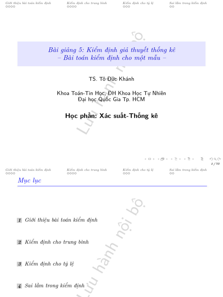 Lecture 05 One Sample Test Pdf