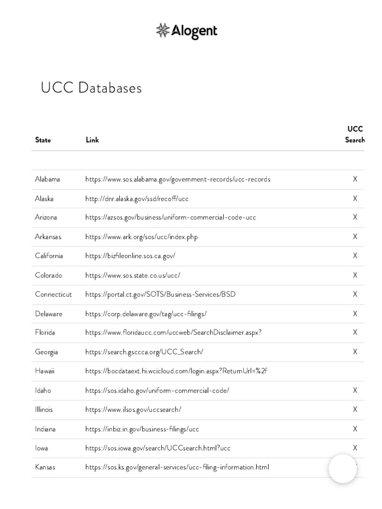 Find UCC Databases For Any US State - Alogent | PDF
