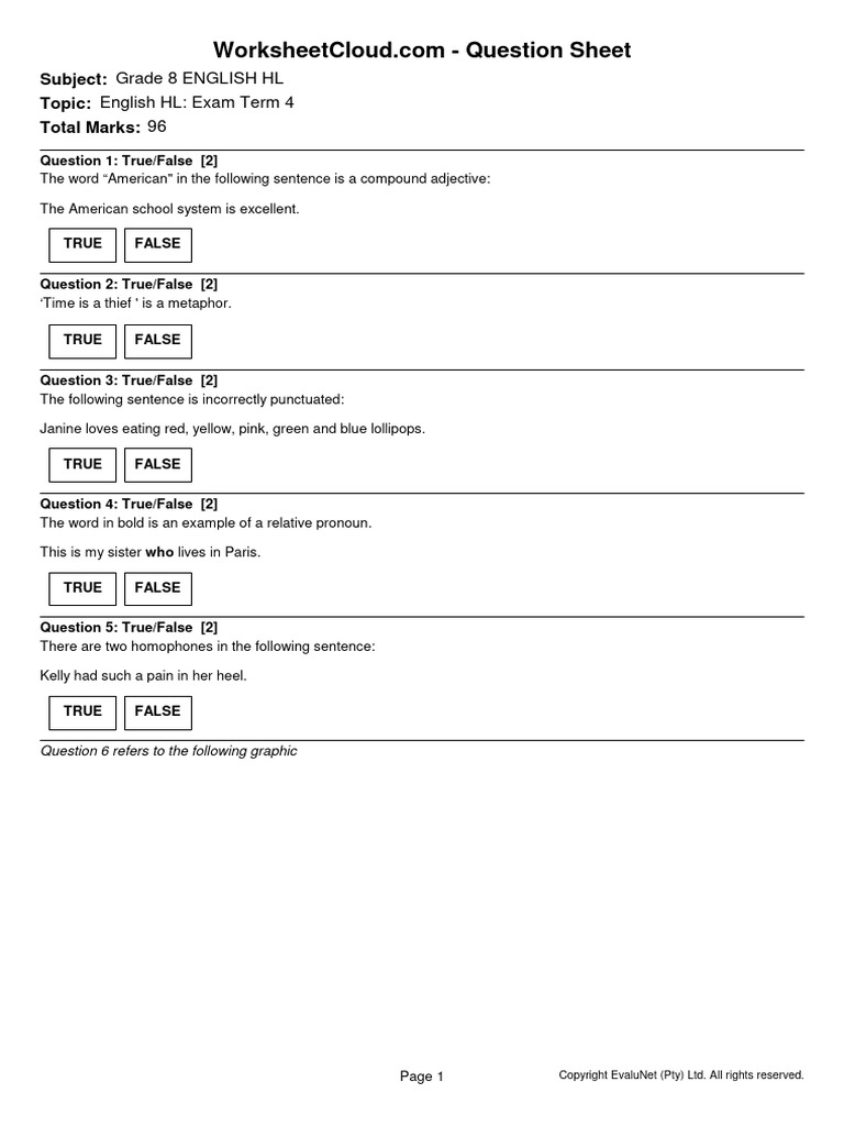 g8 English HL Term 4 Exam | PDF