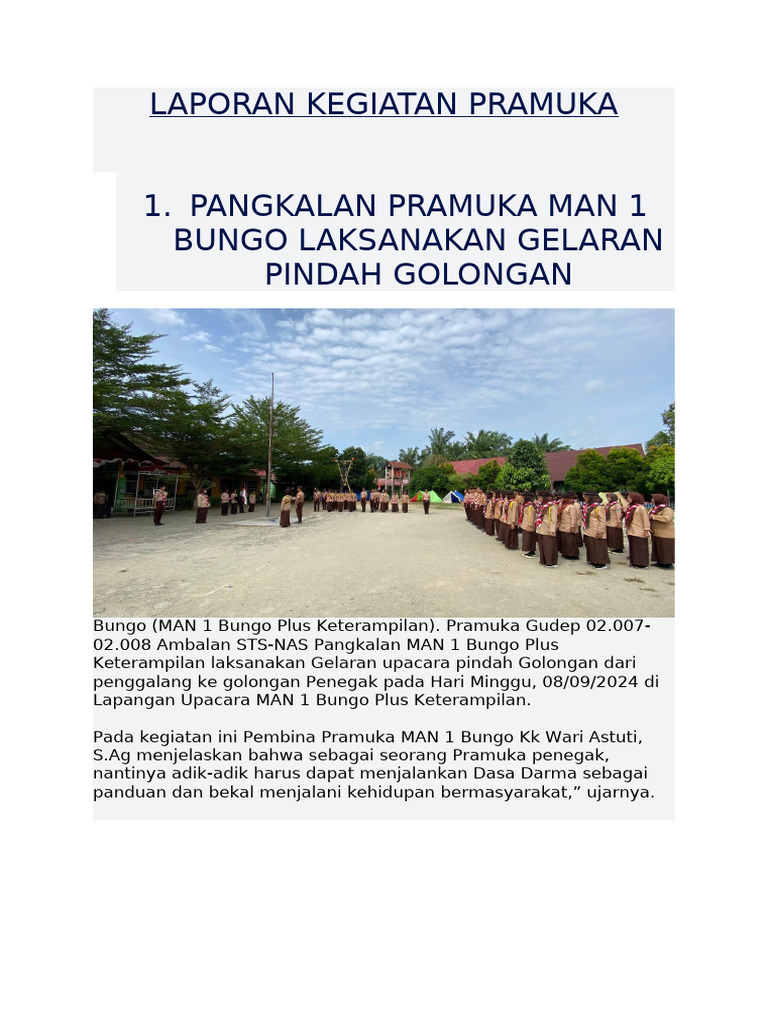 Laporan Kegiatan Pramuka | PDF