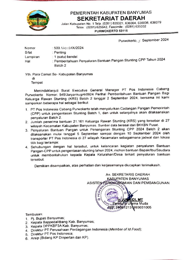 surat penyaluran cpp stunting | PDF