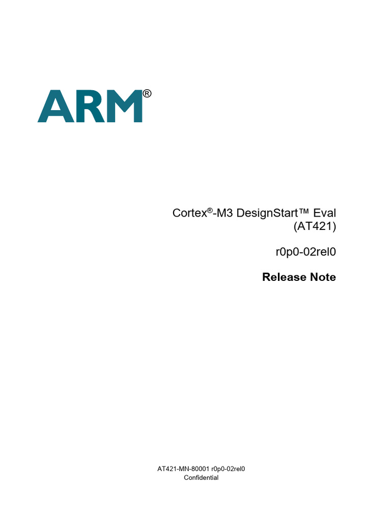 ARM Cortex M3 DesignStart Eval R0p0-02rel0 Release Note | PDF