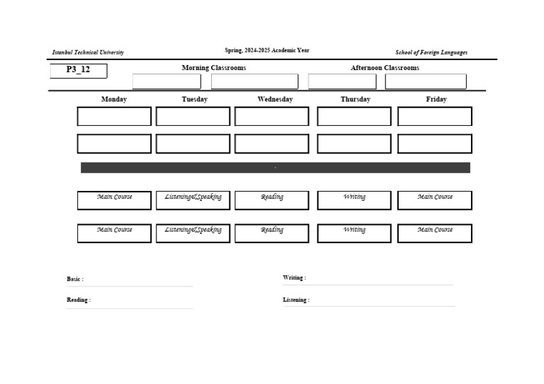 P3-12 Weekly Schedule | PDF