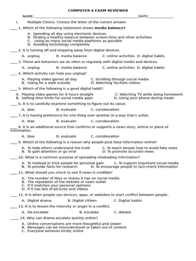 Computer 6 Exam Reviewer | PDF
