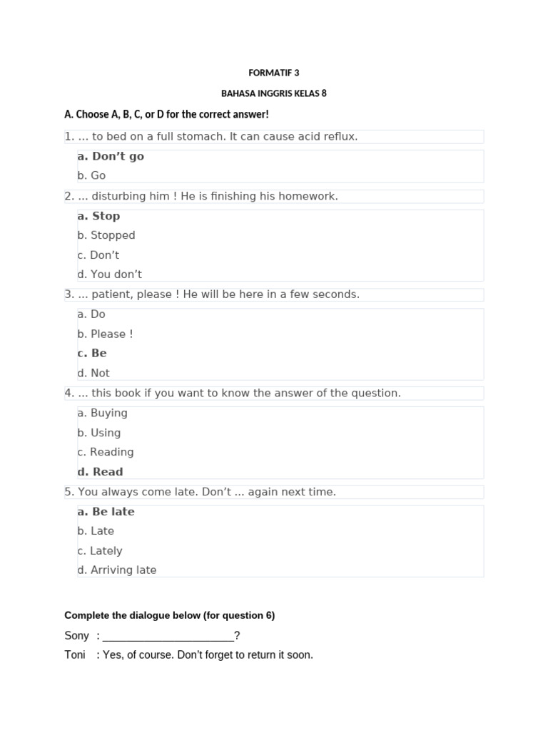 FORMATIF 3 Kls 8 | PDF