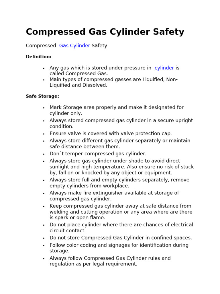 Compressed Gas Cylinder Safety | PDF