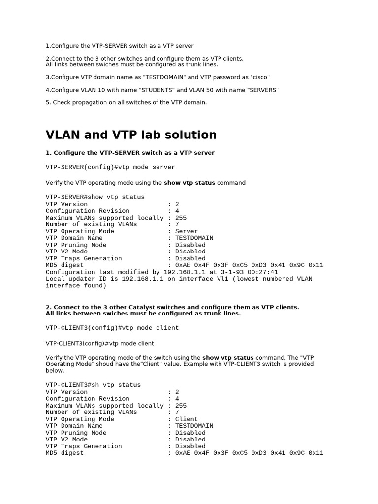 VTP Server-Client | PDF