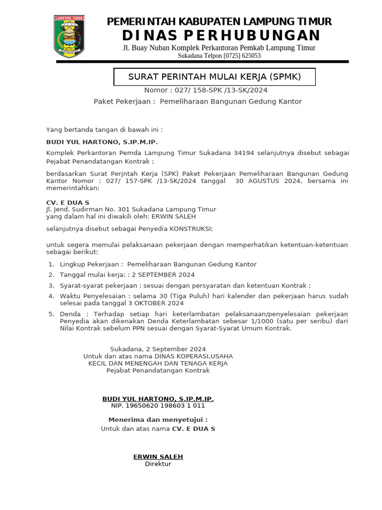 SPMK Pemeliharaan Gedung | PDF
