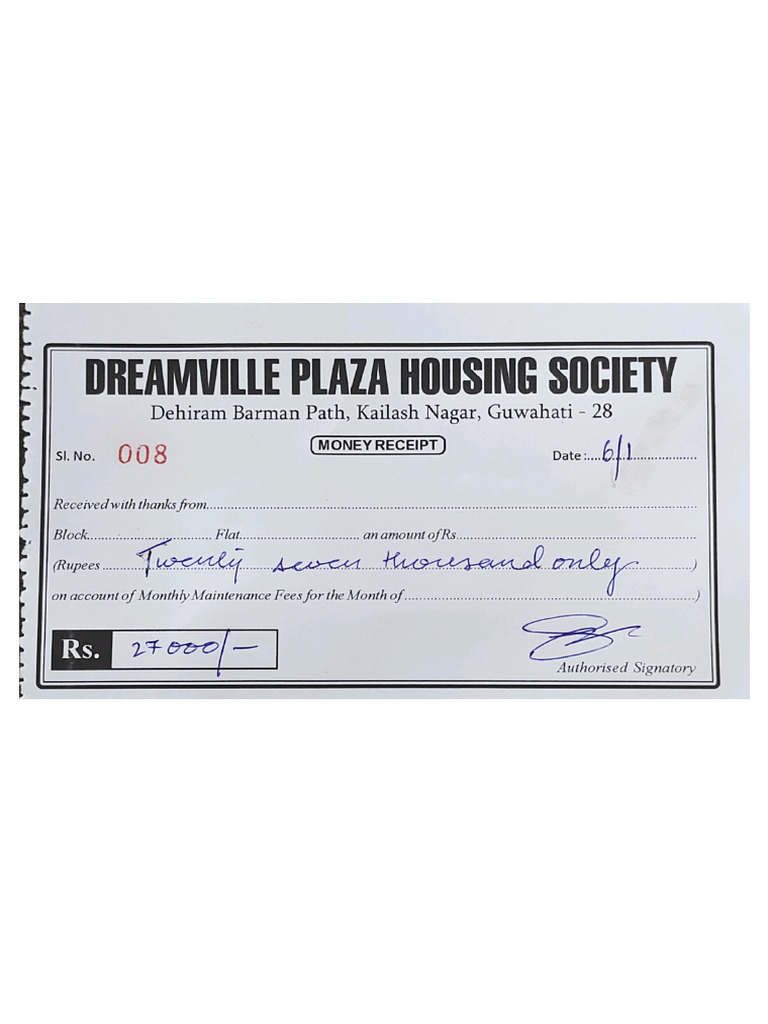 Society Maintenance Fee Receipt | PDF