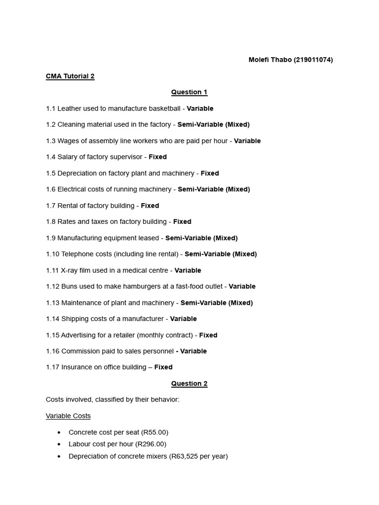 CMA Tutorial 1 (Final) | PDF