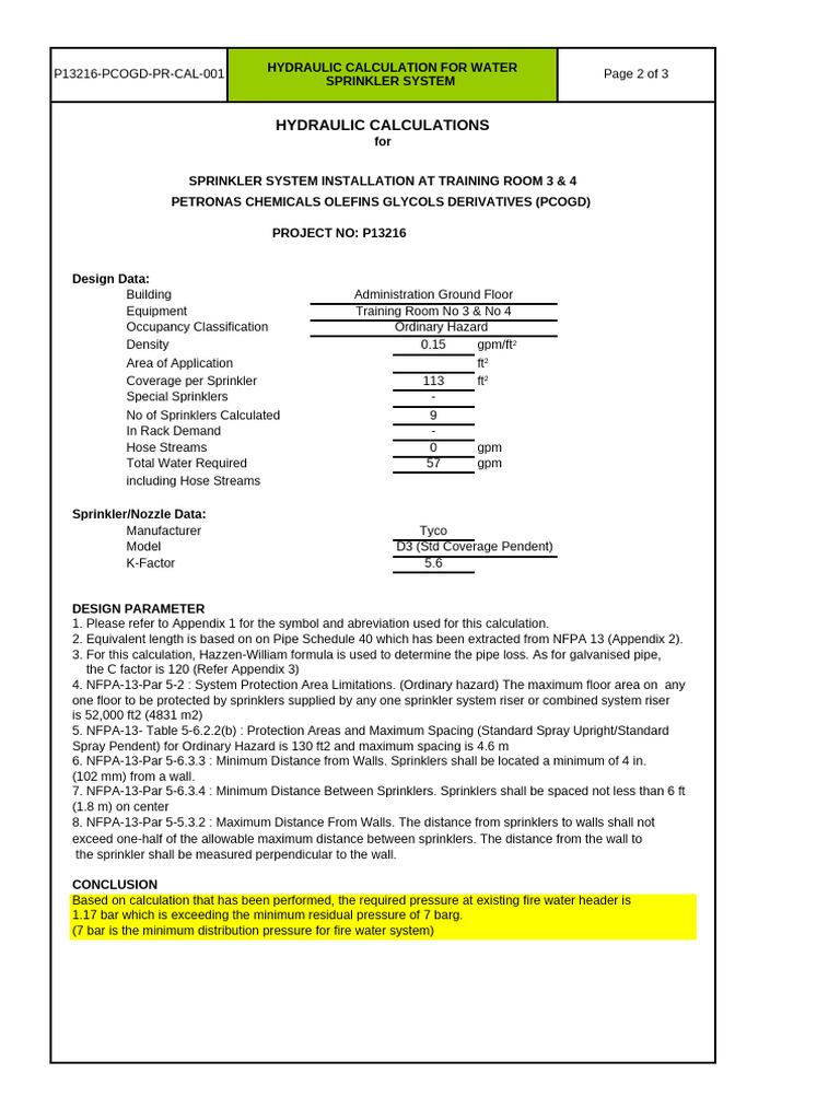 Sprinkler Calculation Training Room No 3 4 | PDF