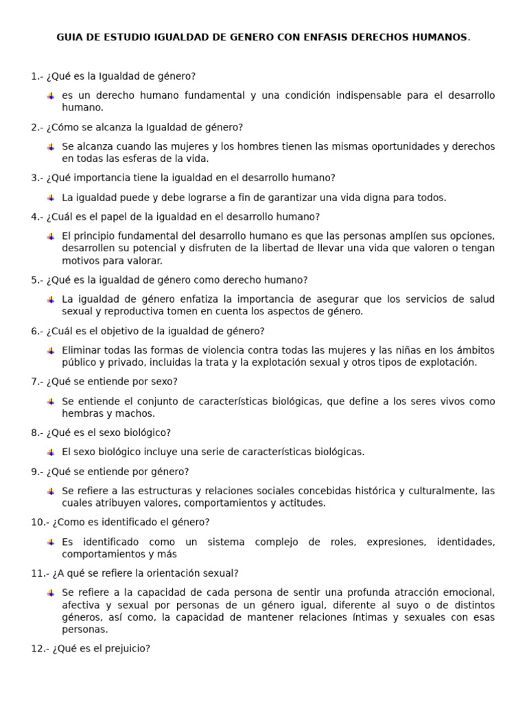 Guia de Estudio Igualdad de Genero Con Enfasis Derechos Humanos | PDF