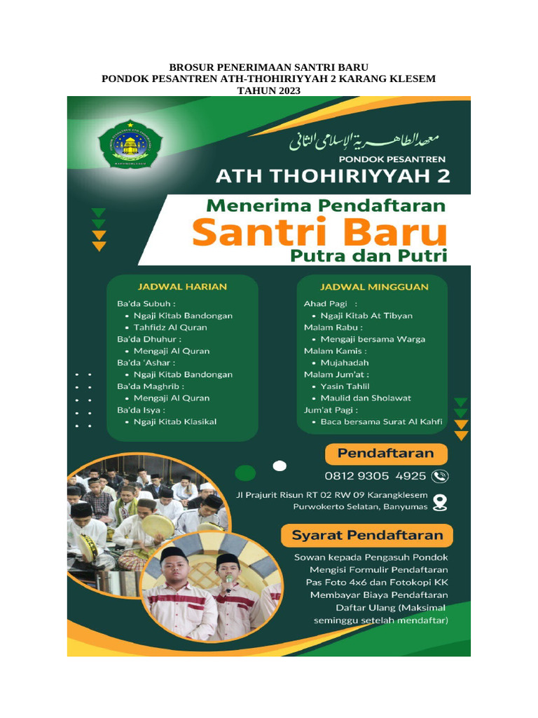 Brosur PSB PP. Ath-Thohiriyyah 2 Tahun 2023 | PDF