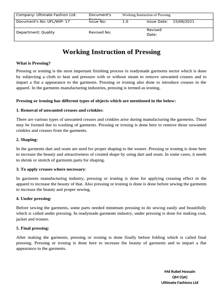 17.procedure of Pressing | PDF