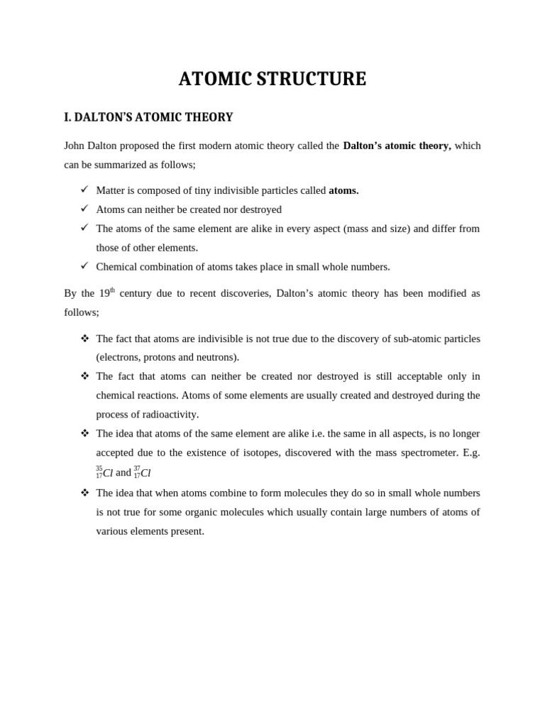 Atomic Structure. L6 | PDF