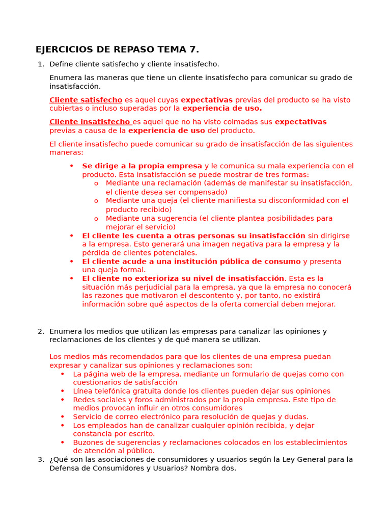EJERCICIOS DE REPASO TEMA 7 CORREGIDOS | PDF