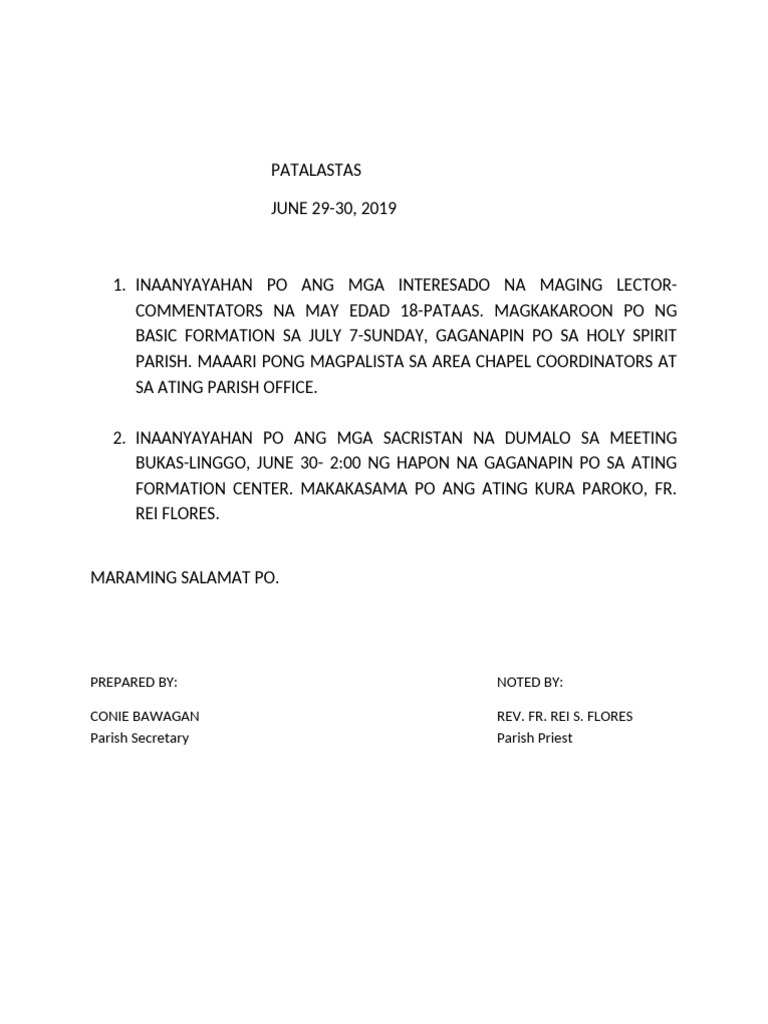 Patalastas June 29-30, 2019 | PDF