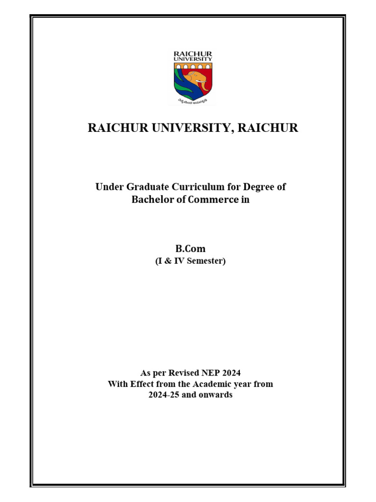 I Sem Commerce Revised NEP Syllabus | PDF