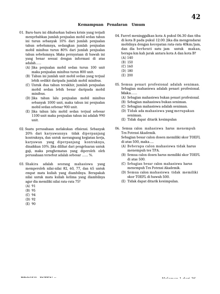 Paket 1 - Soal SNBT Inten | PDF
