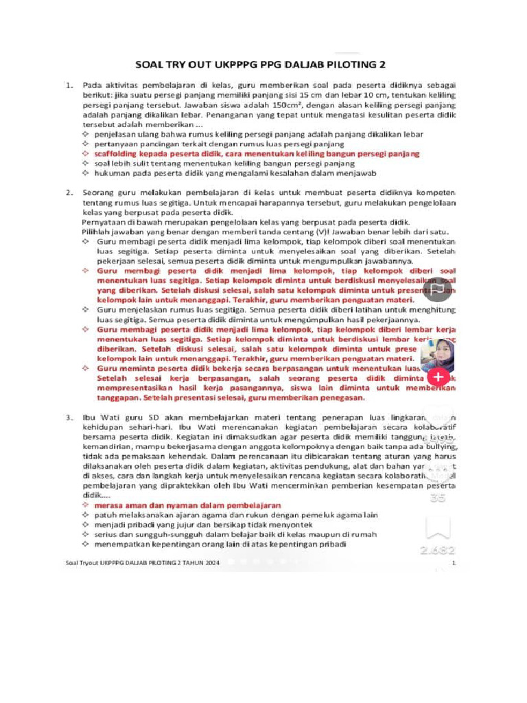 Soal Tryout PPG Tahap 2 | PDF Soal Tryout PPG Tahap 2 | PDF